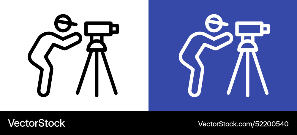 Land surveyor icon logo sign set outline Vector Image