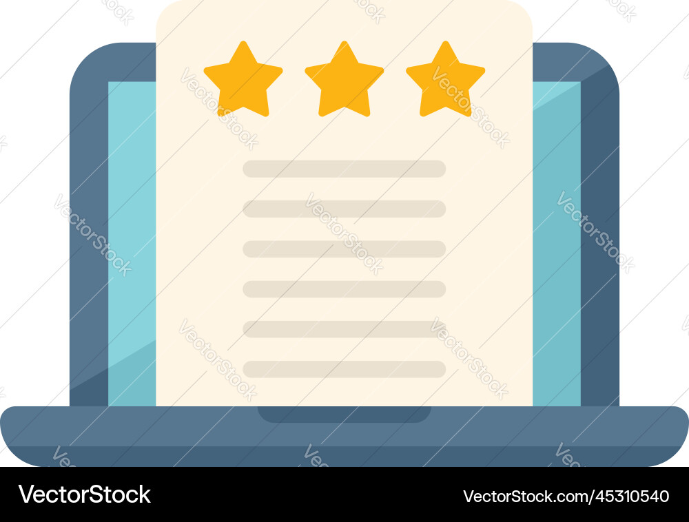 Laptop review icon flat credibility trust Vector Image