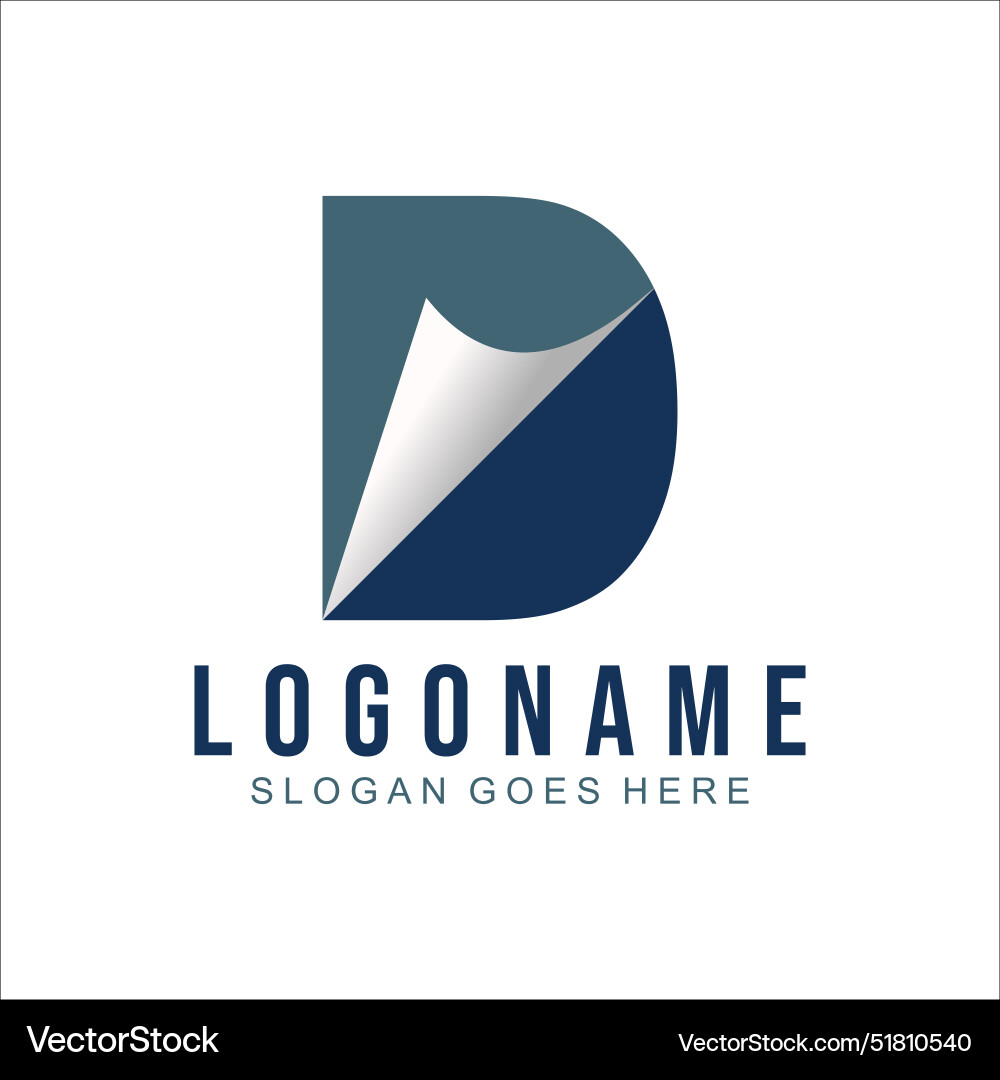 Letter d paper logo icon Royalty Free Vector Image