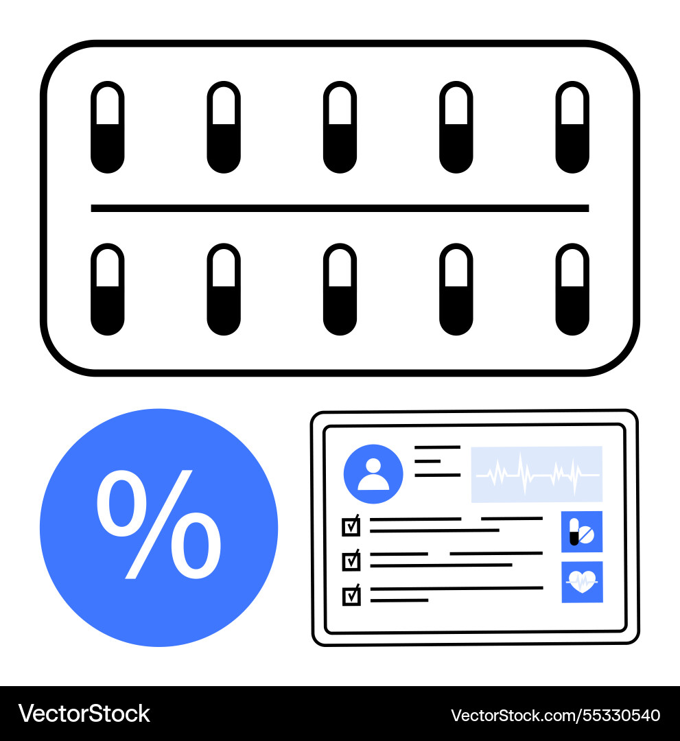 Medication blister pack with healthcare data Vector Image