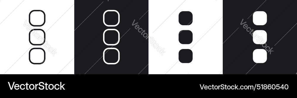 Menu dots liner and solid icon set in black color Vector Image