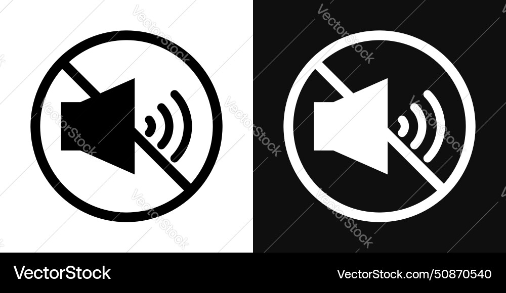 No sound sign icon set restriction on noise Vector Image