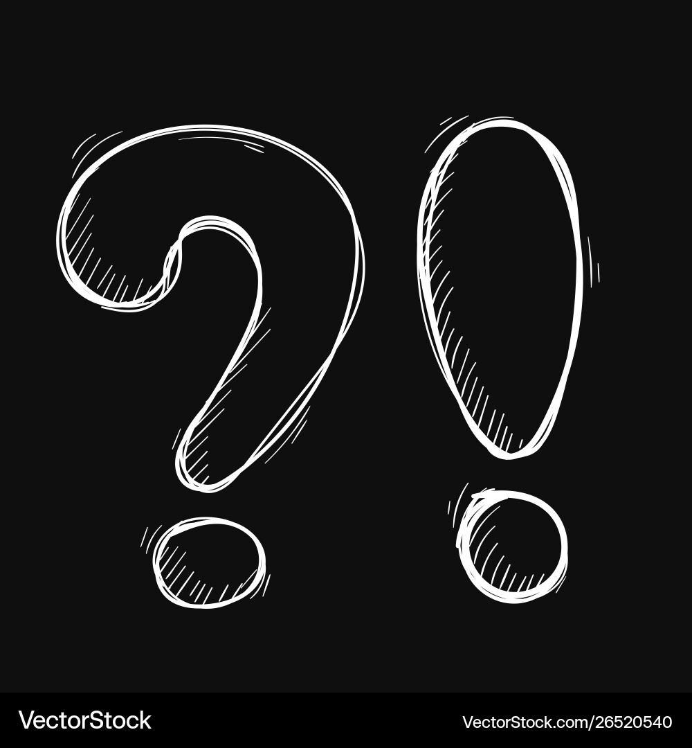 Question and exlamation marks hand drawn white Vector Image