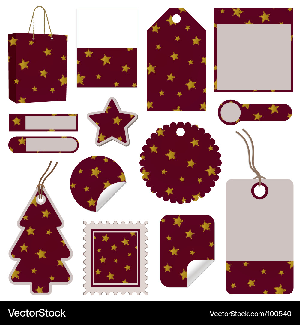 Red and gold christmas tags Royalty Free Vector Image