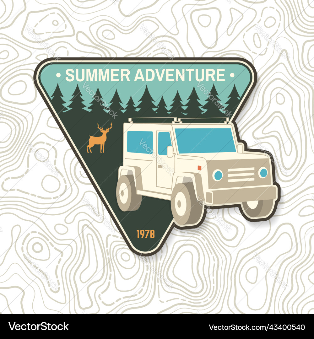 Summer adventure camp logo patch Royalty Free Vector Image