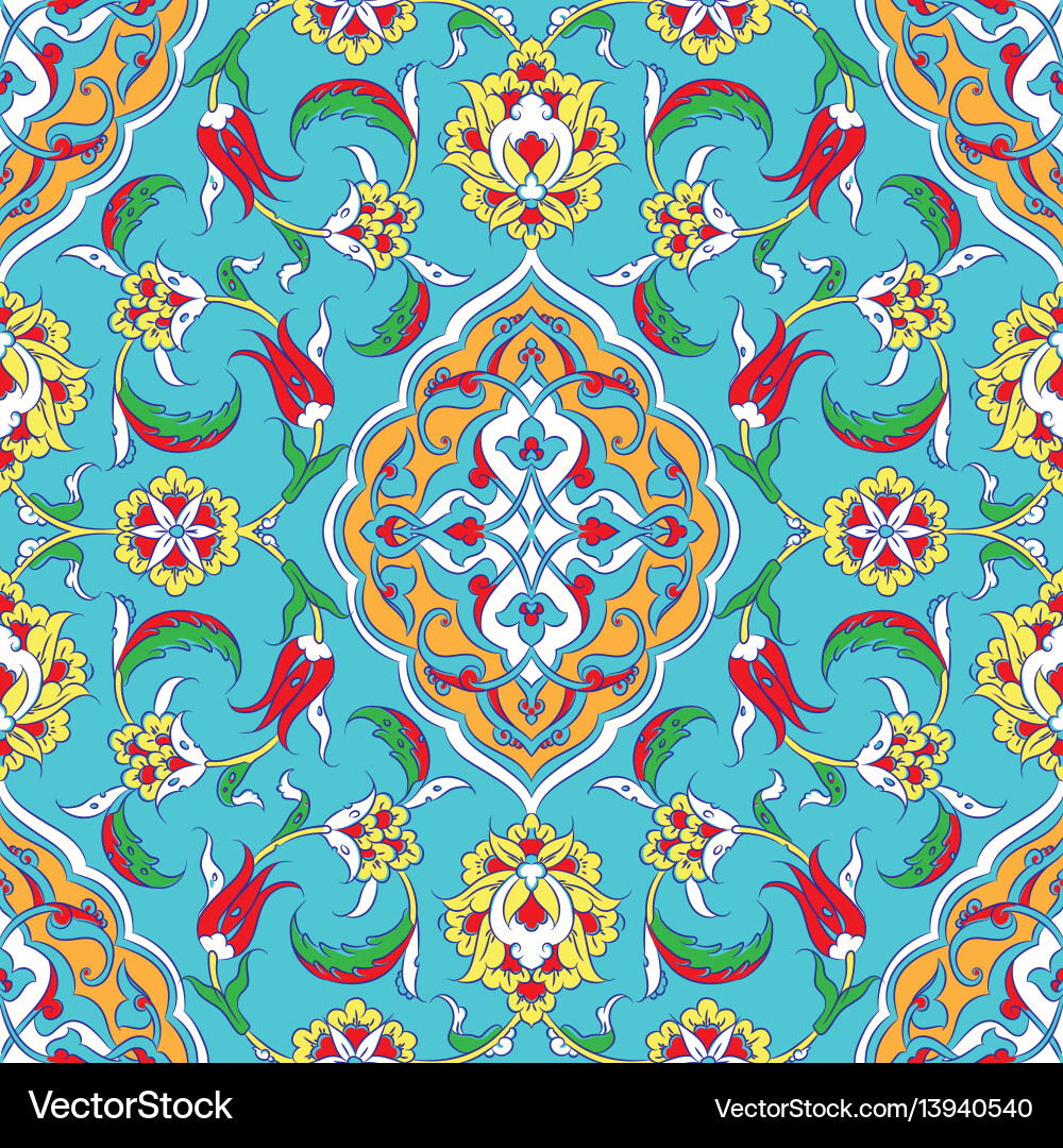 Turkish iznik tile design Royalty Free Vector Image