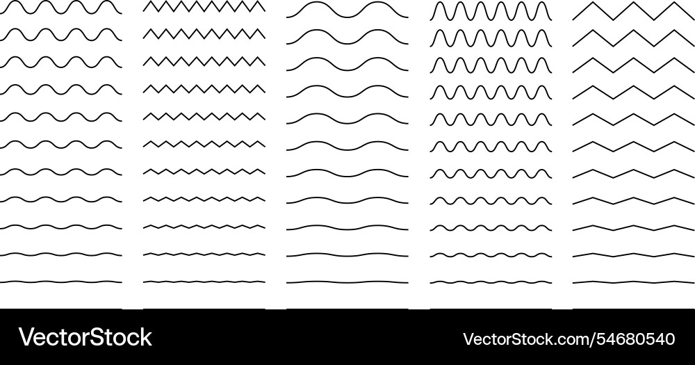 Wavy and zigzag horizontal divider lines wave Vector Image