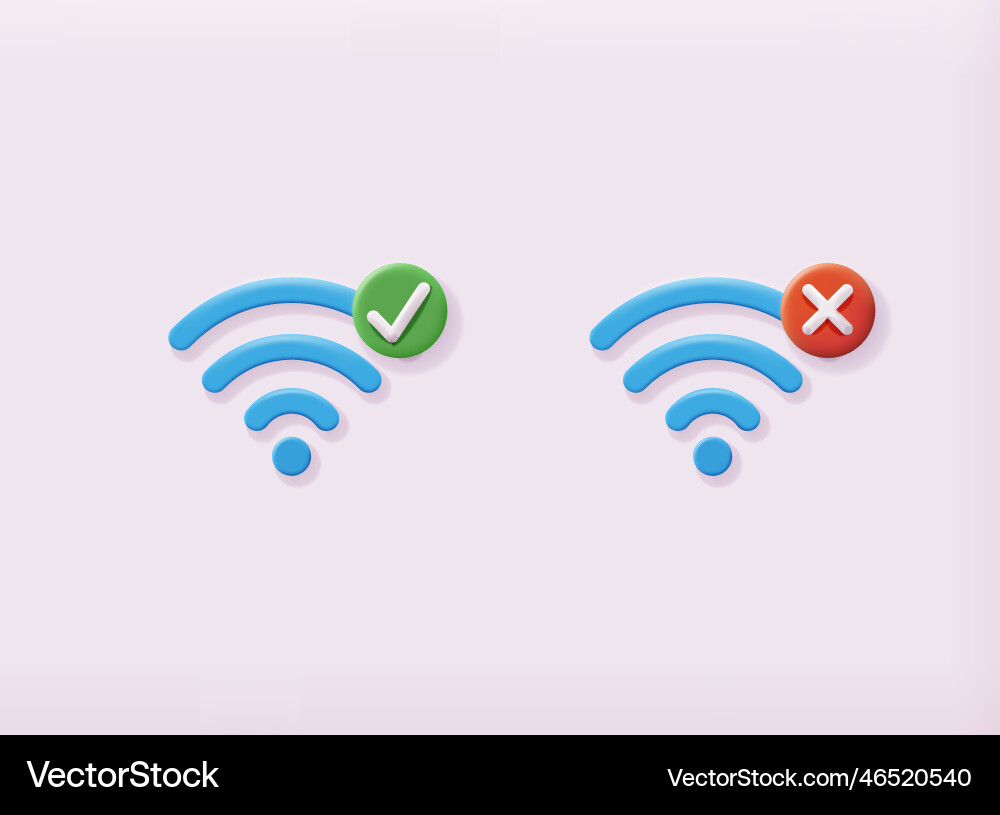 Wifi signal connection and network symbol 3d web Vector Image