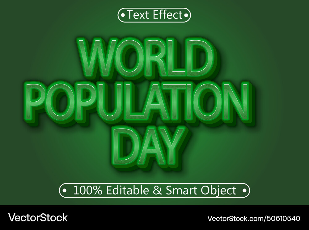 World population day editable text effect 3 Vector Image