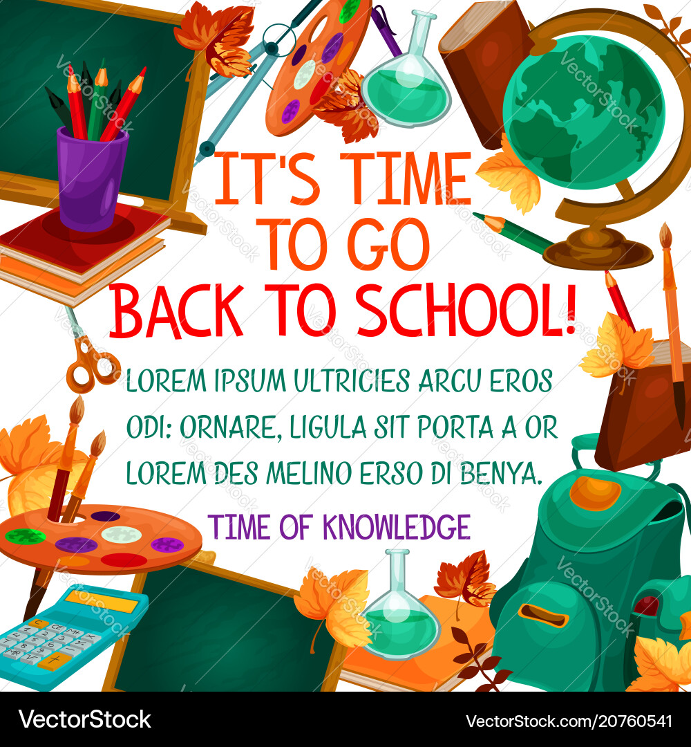 Back to school education time poster Royalty Free Vector