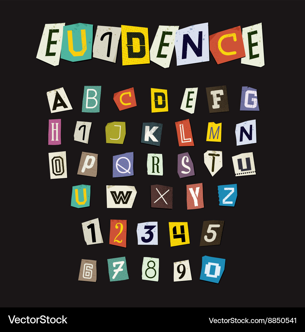 Colorful newspaper cut letters set Royalty Free Vector Image