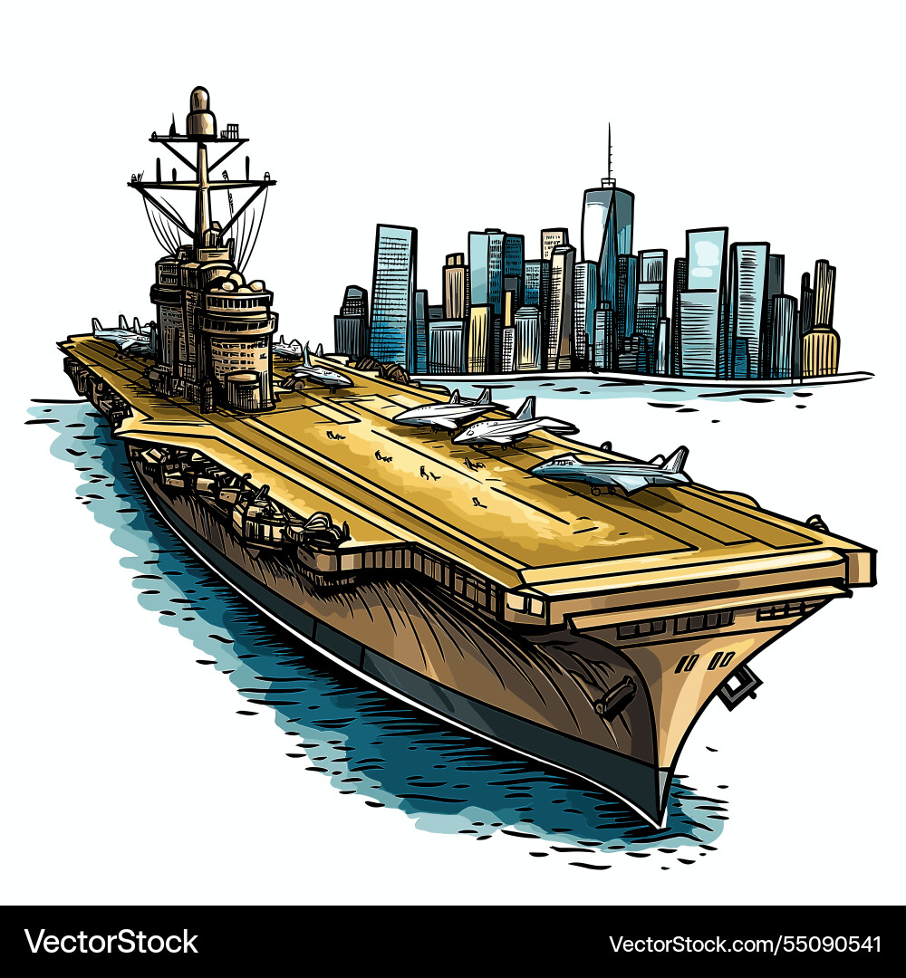 Comic hand-drawn of intrepid museum Royalty Free Vector