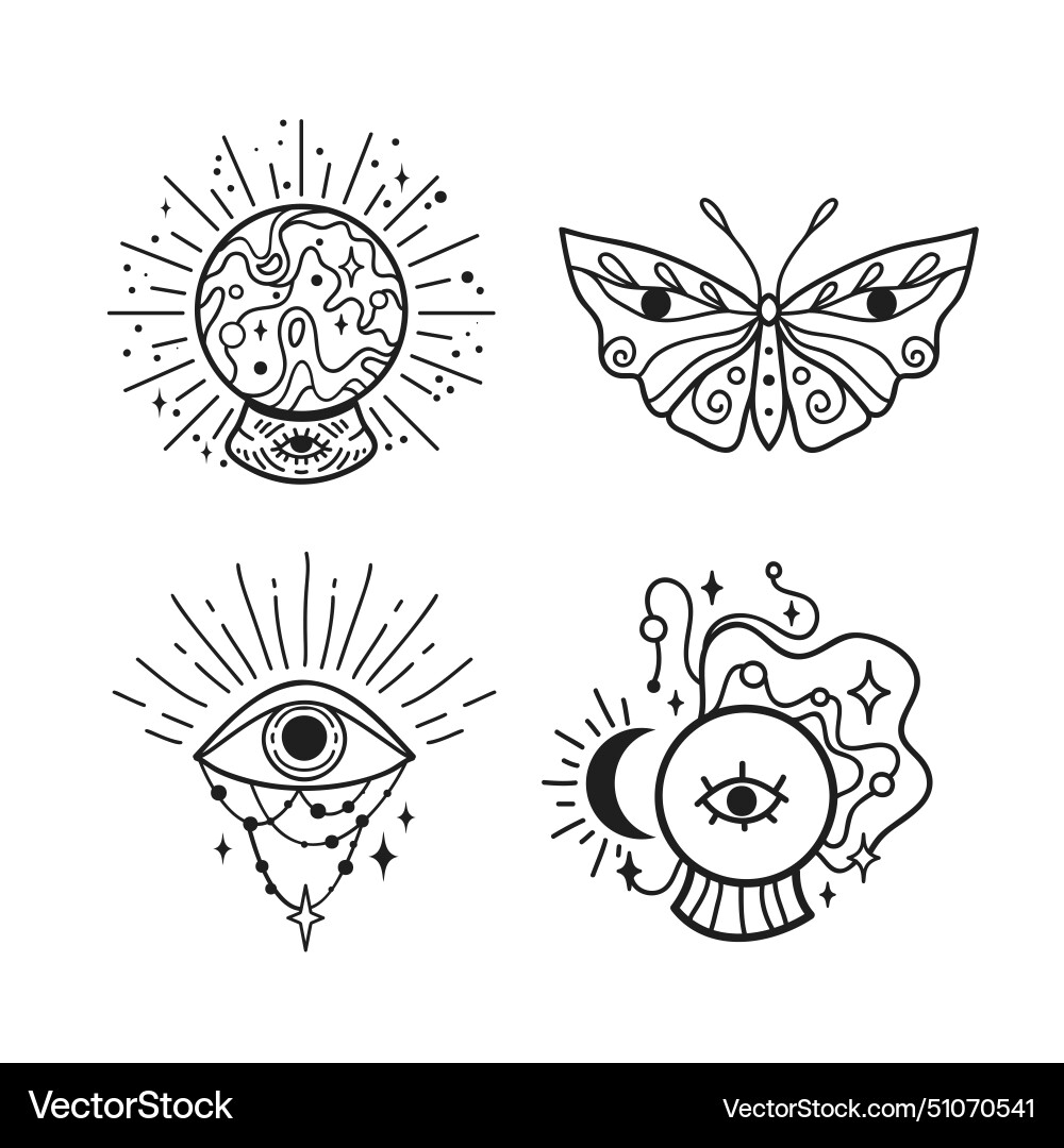 Crystal ball butterfly moon Royalty Free Vector Image