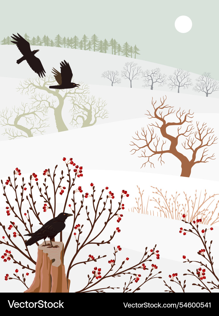 Drawing winter landscapes Royalty Free Vector Image