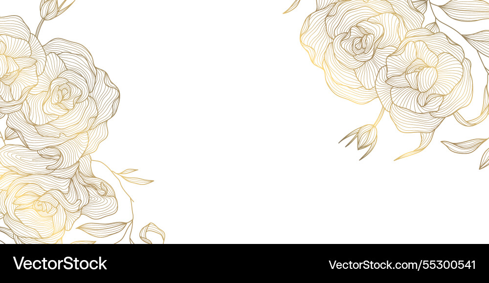 Elegant Gold Rose Border Royalty Free Vector Image