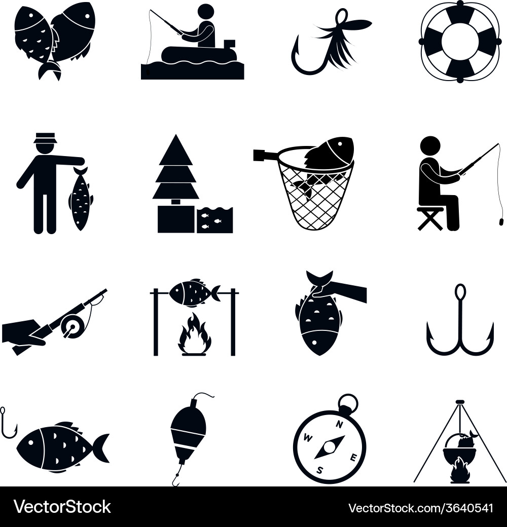 Fishing Tackle Icons Set Royalty Free Vector Image
