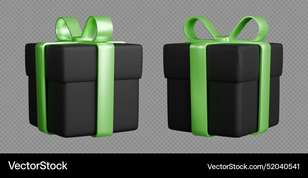 Gift Boxes With Ribbons Realistic 3d Black Vector Image