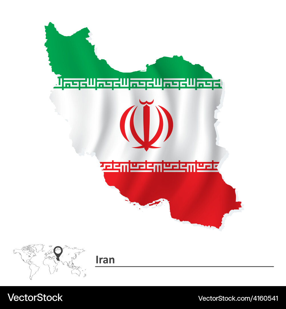 Map of iran with flag Royalty Free Vector Image
