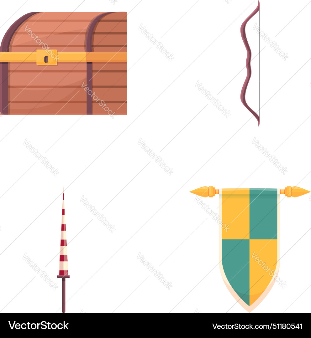 Medieval icons set cartoon middle ages Royalty Free Vector