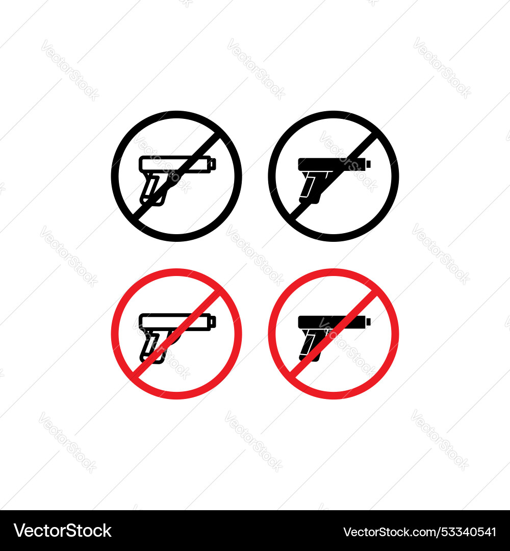 No gun icon set prohibition safety control symbol Vector Image