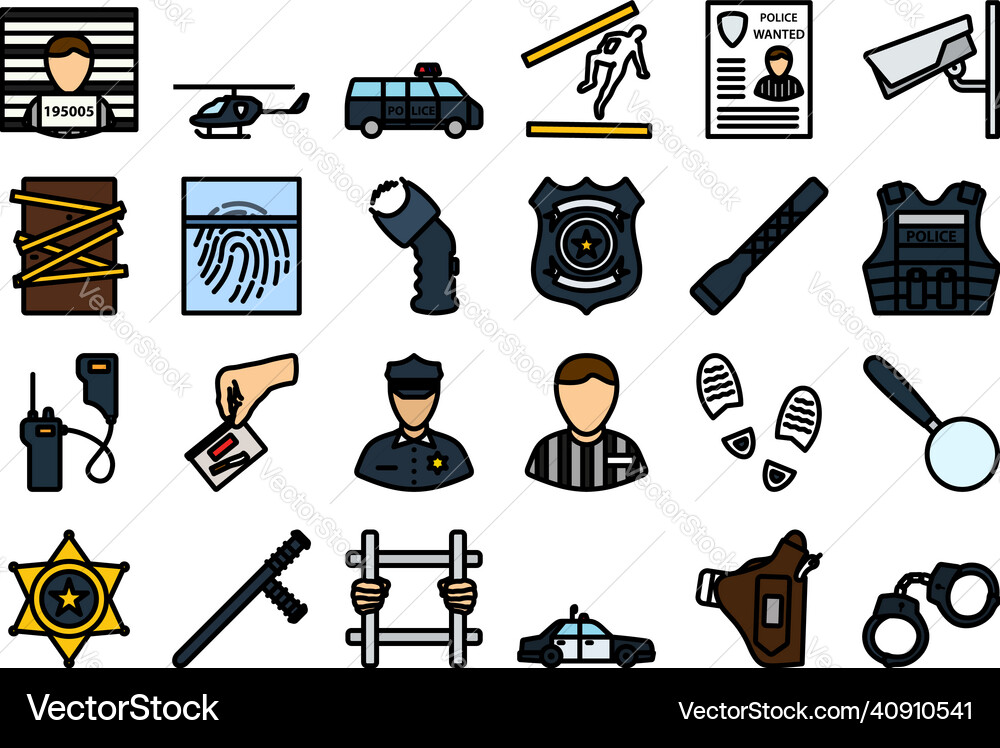 Police icon set Royalty Free Vector Image - VectorStock