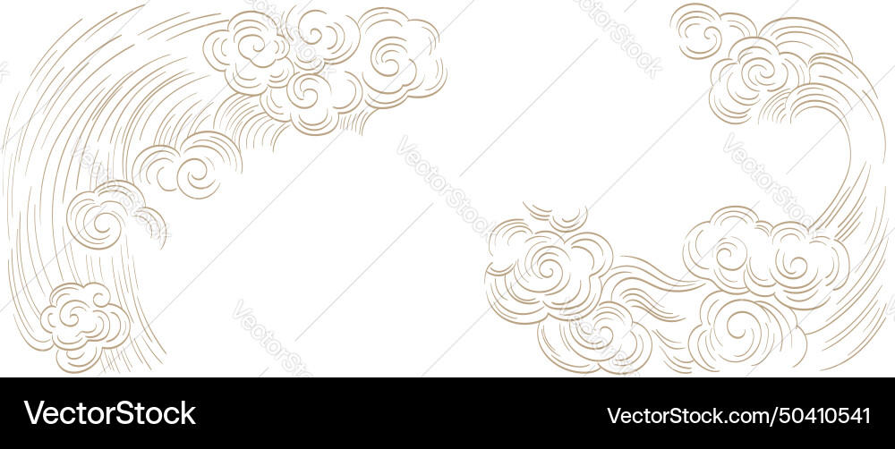 Set of hand drawn cloud with japanese pattern Vector Image