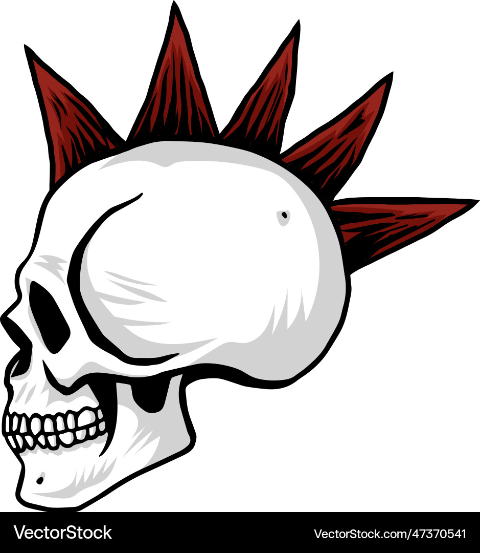 Skull punk head Royalty Free Vector Image - VectorStock