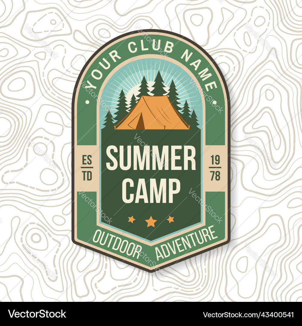 Summer camp logo patch Royalty Free Vector Image