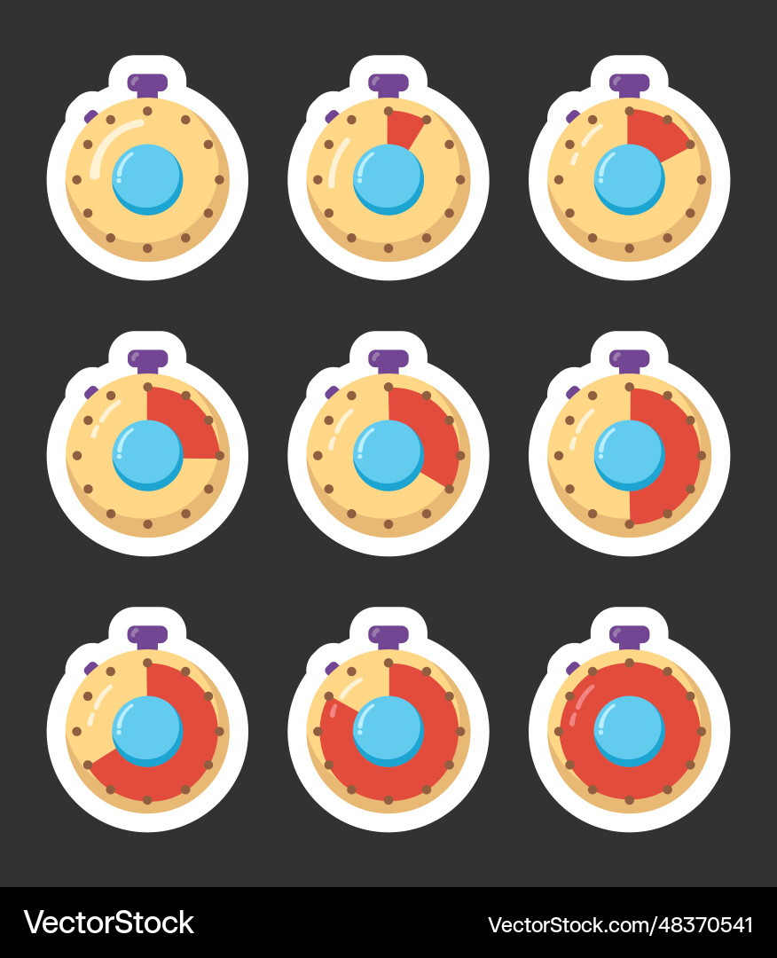 Timer time countdown sticker bookmark stopwatch Vector Image