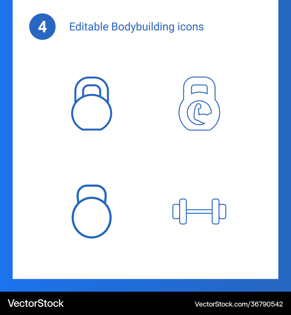 4 Bodybuilding-Icons Lizenzfreies Vektorbild