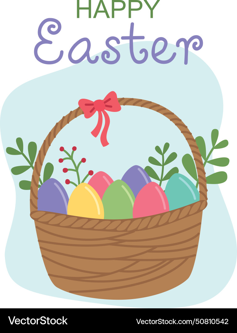 Basket with easter eggs Royalty Free Vector Image