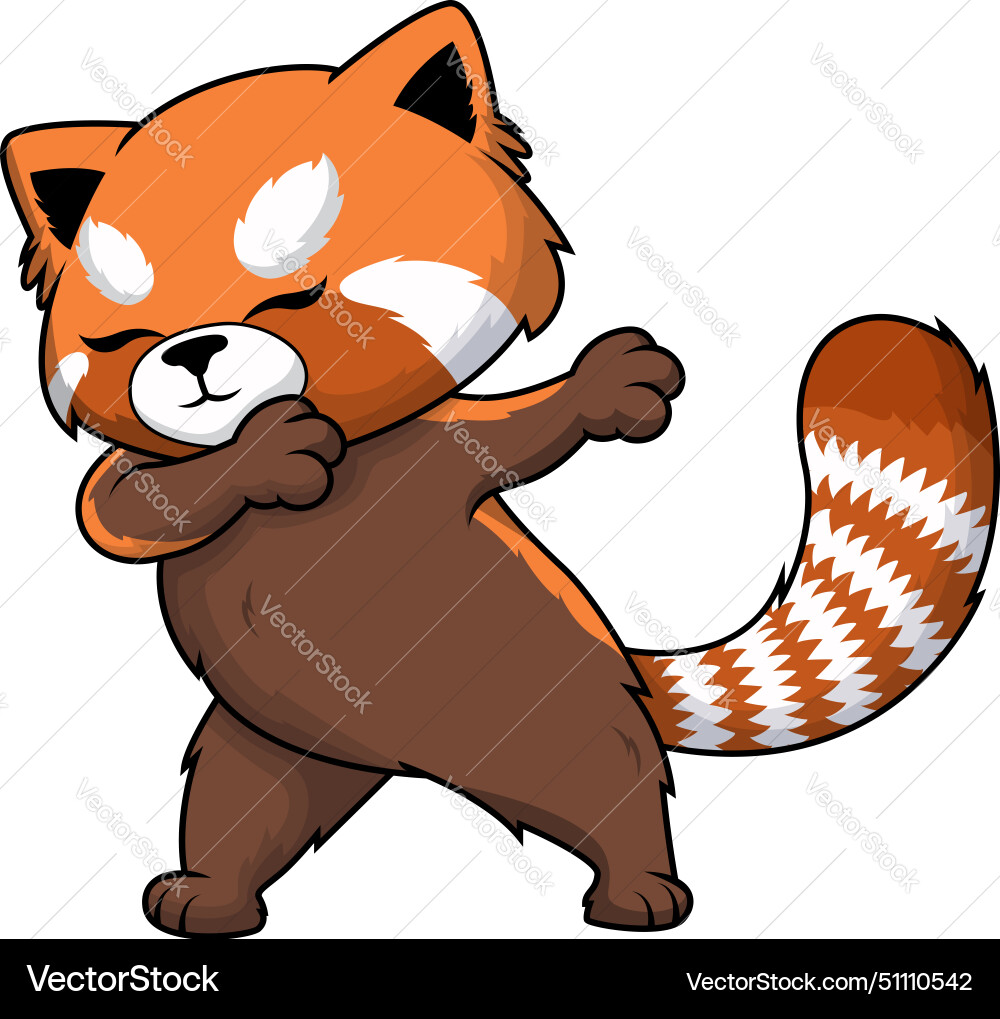 Dabbing red panda cartoon clip art Royalty Free Vector Image