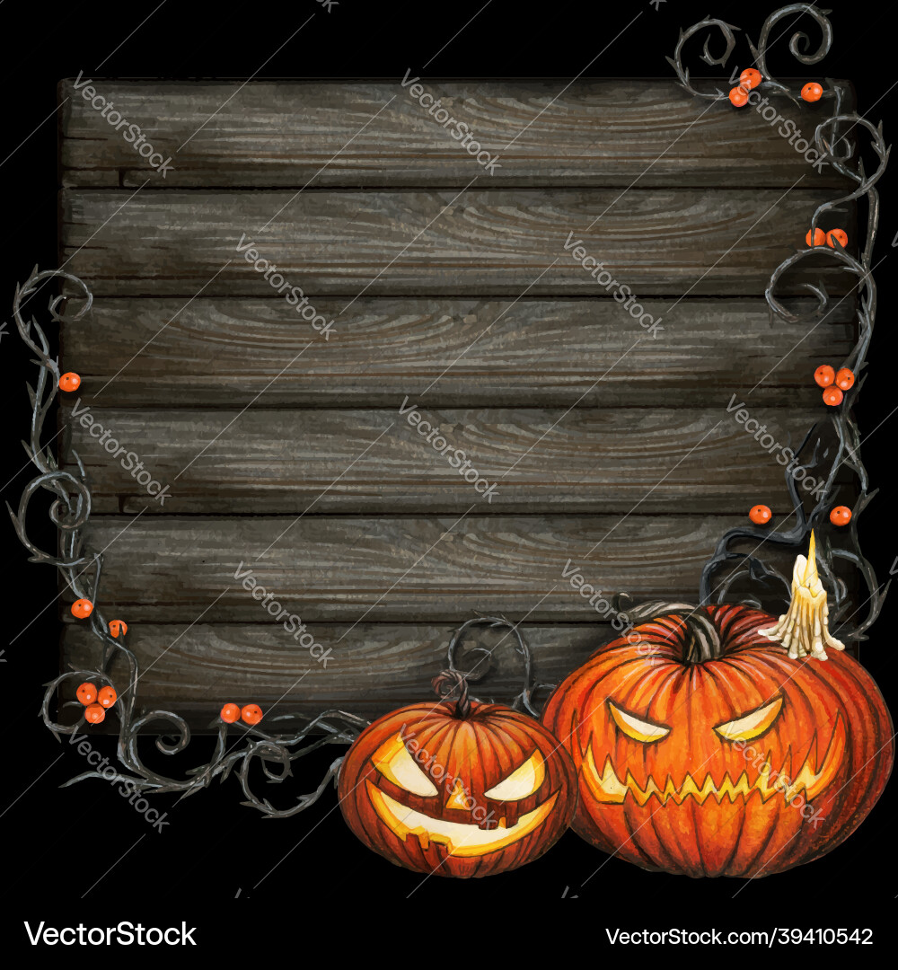 Dark Watercolor Halloween Sign Royalty Free Vector Image