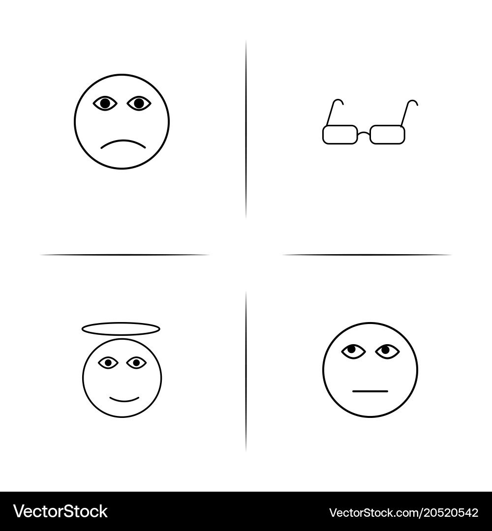Emoticons simple linear icons set outlined Vector Image