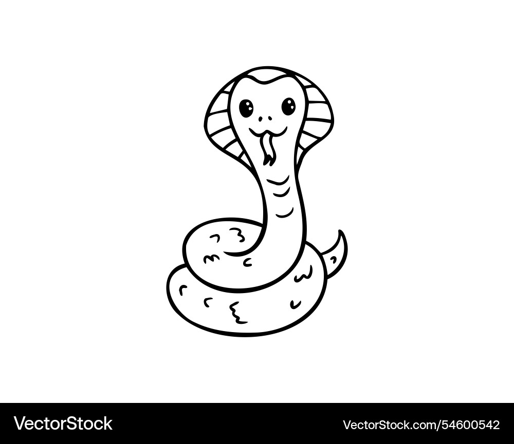 Hand drawn cute outline simple snake children Vector Image