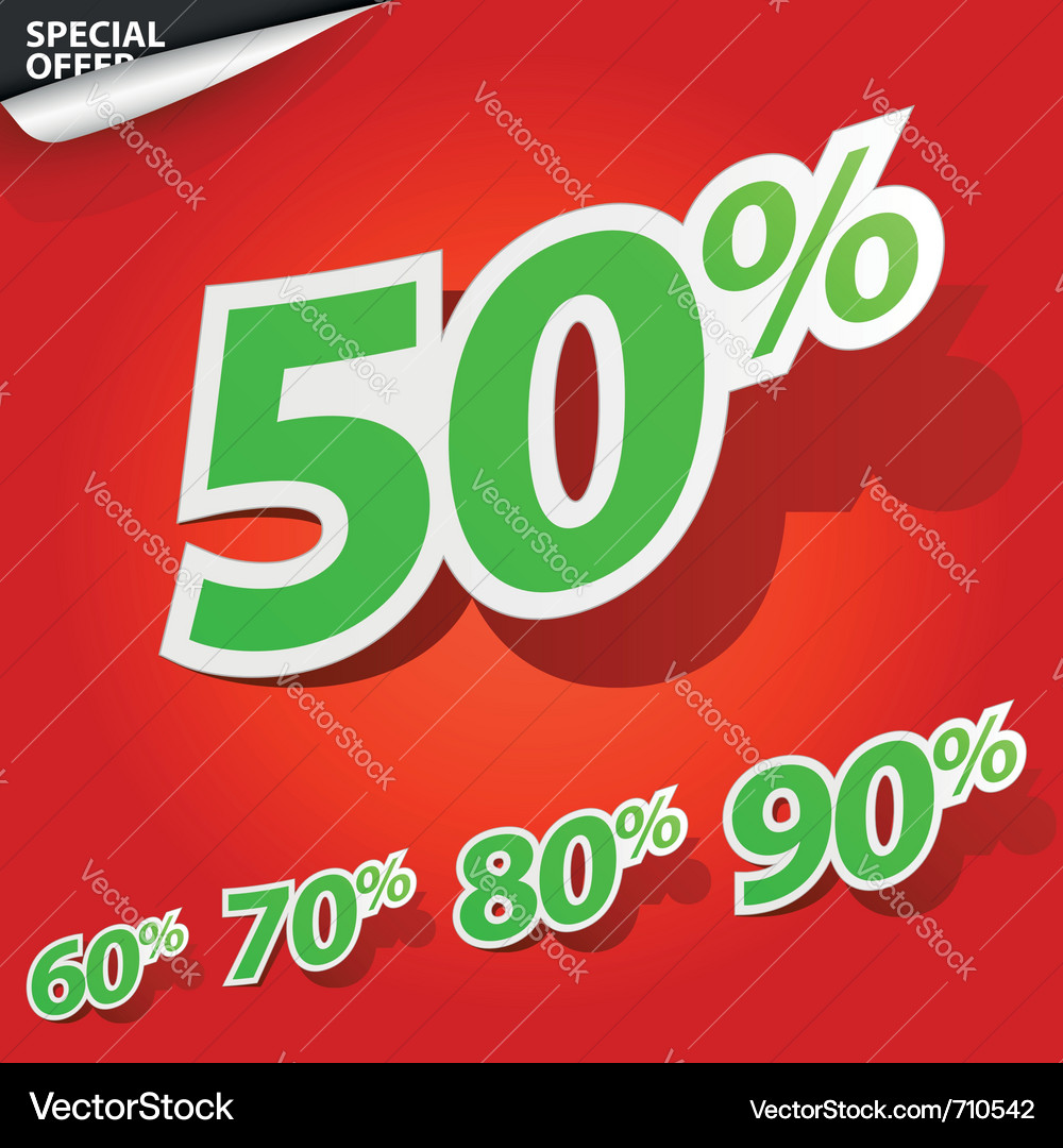 Percent Labels - Discount & Sale Royalty Free Vector