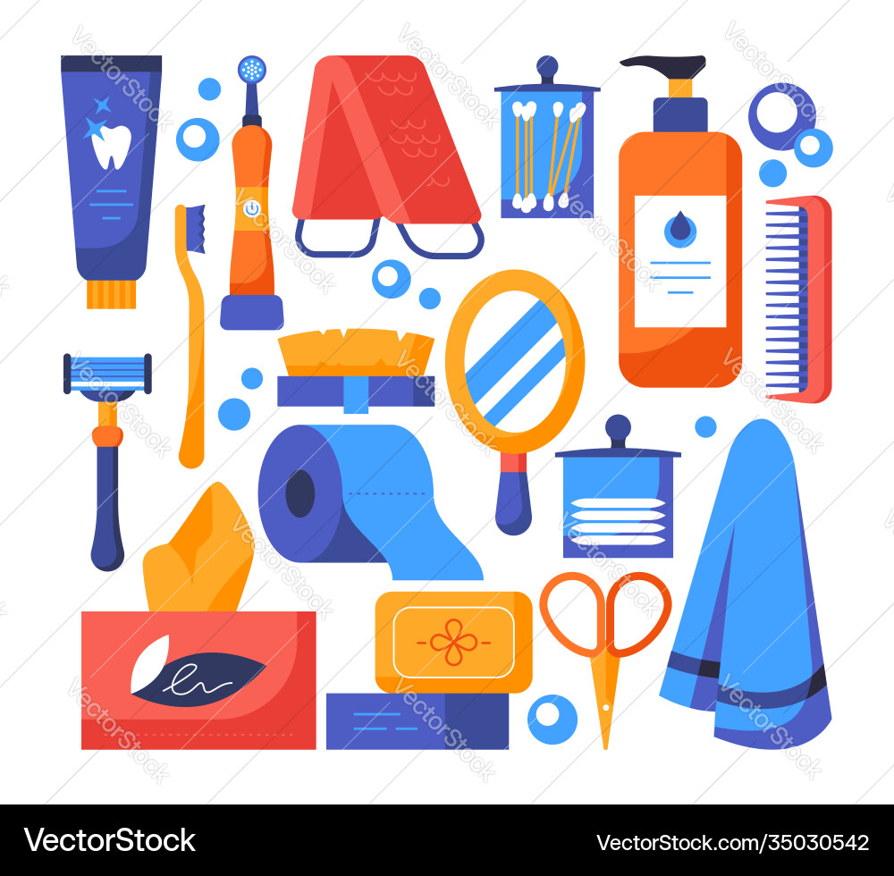 Personal Hygiene Elements - Flat Style Royalty Free Vector