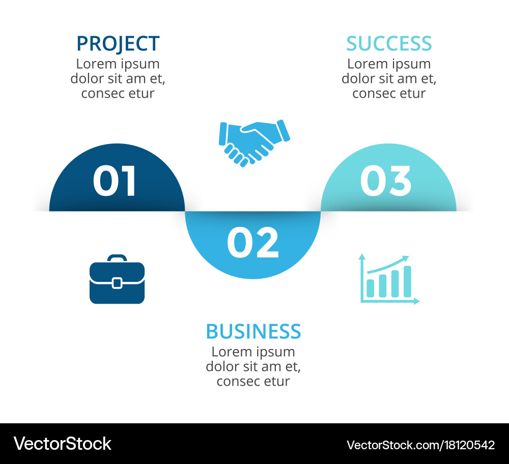 Semicircle timeline infographic diagram Royalty Free Vector