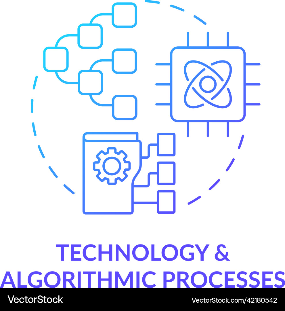 Technology and algorithmic processes blue Vector Image