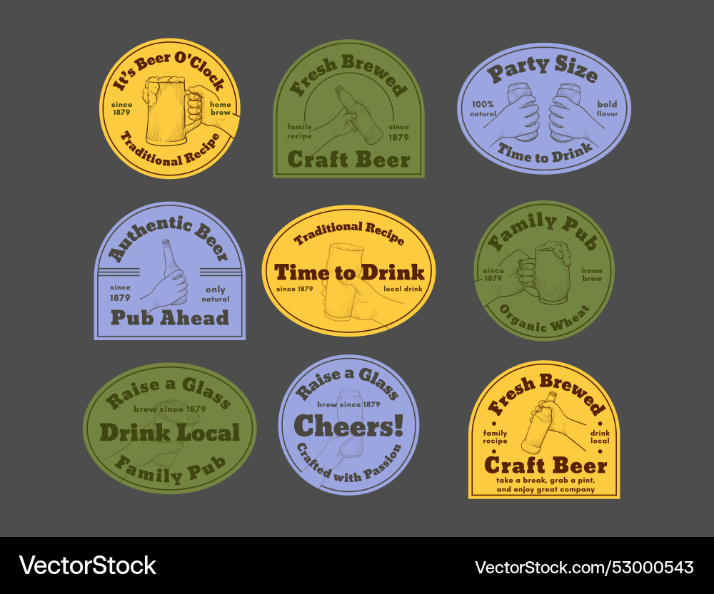 Beer Brewery Pub Stickers - Retro Style Royalty Free Vector
