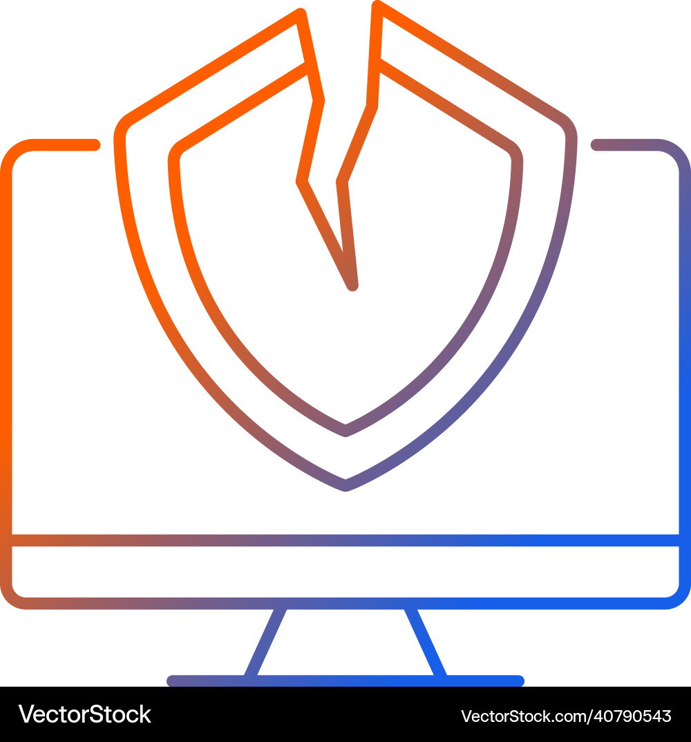 Cybersecurity vulnerability gradient linear icon Vector Image Cybersecurity vulnerability gradient linear icon Vector Image