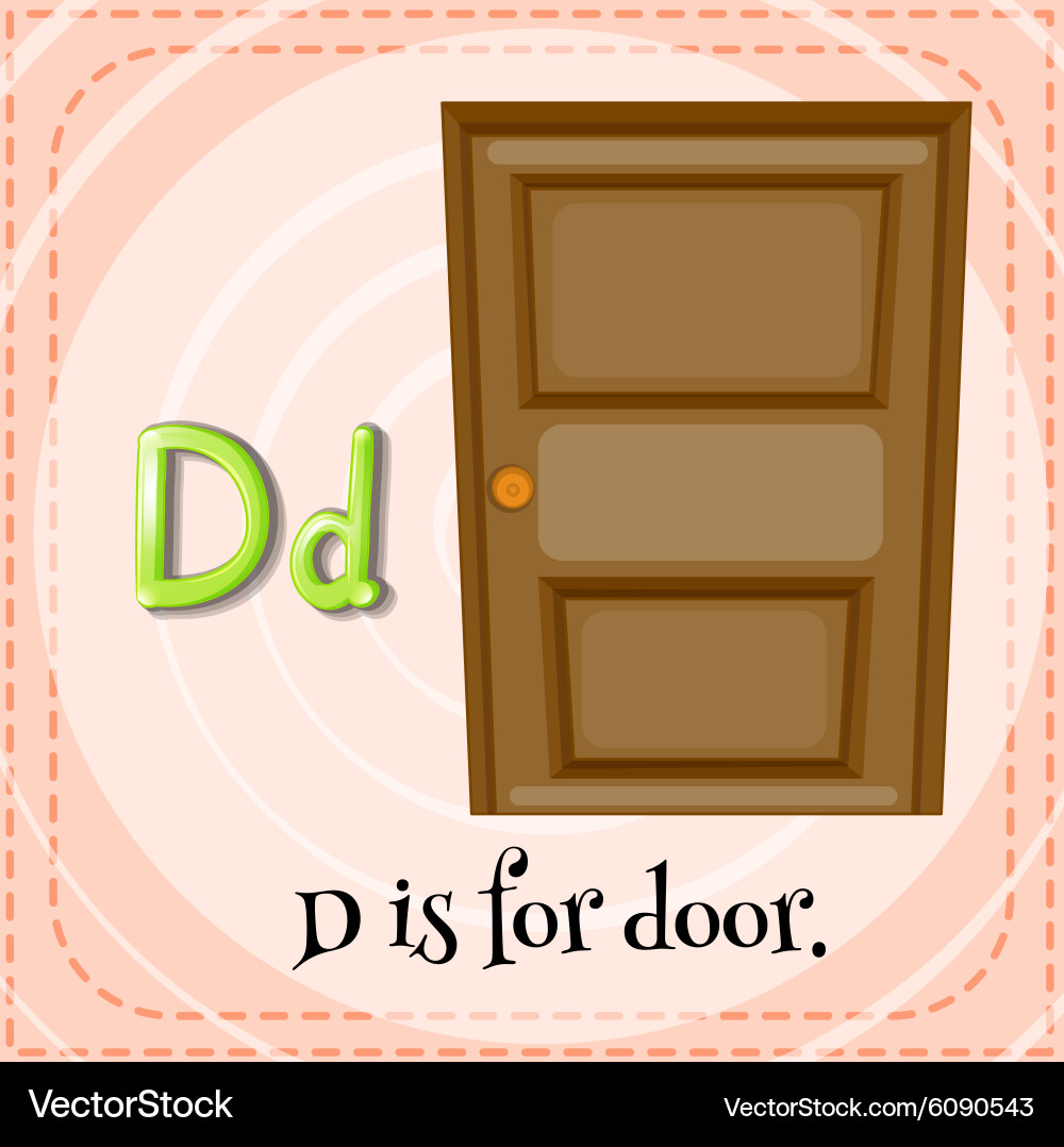 Flashcard letter d is for door Royalty Free Vector Image