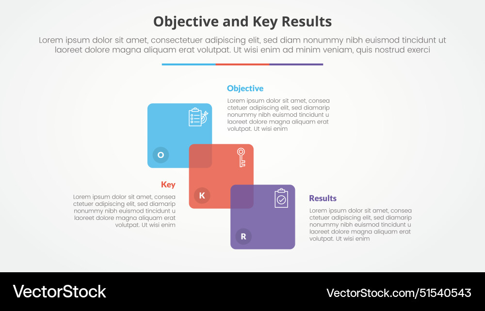 Okr objectives and key results framework Vector Image