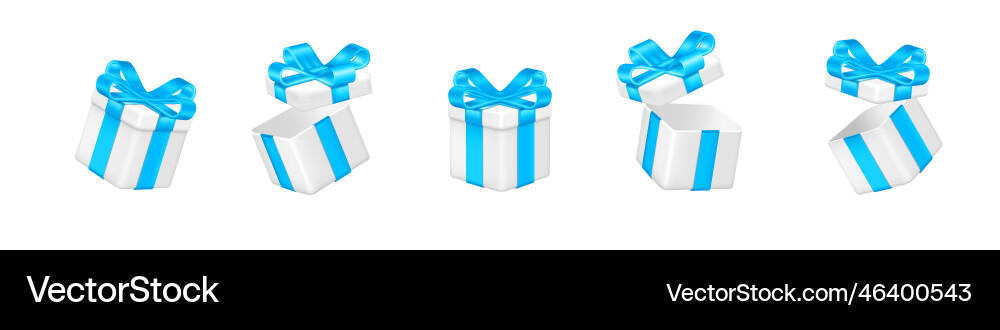 Open 3d birthday gift box present render isolated Vector Image