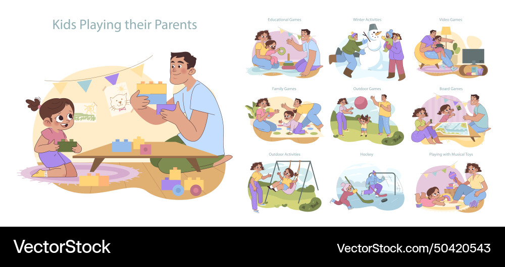 Parent-child bonding set Royalty Free Vector Image