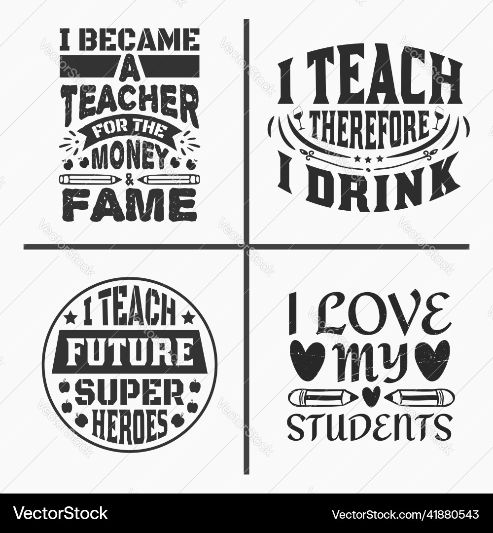 Teacher quotes design bundle Royalty Free Vector Image