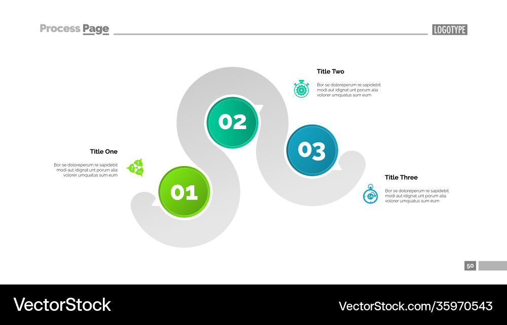 Three point plan slide template Royalty Free Vector Image