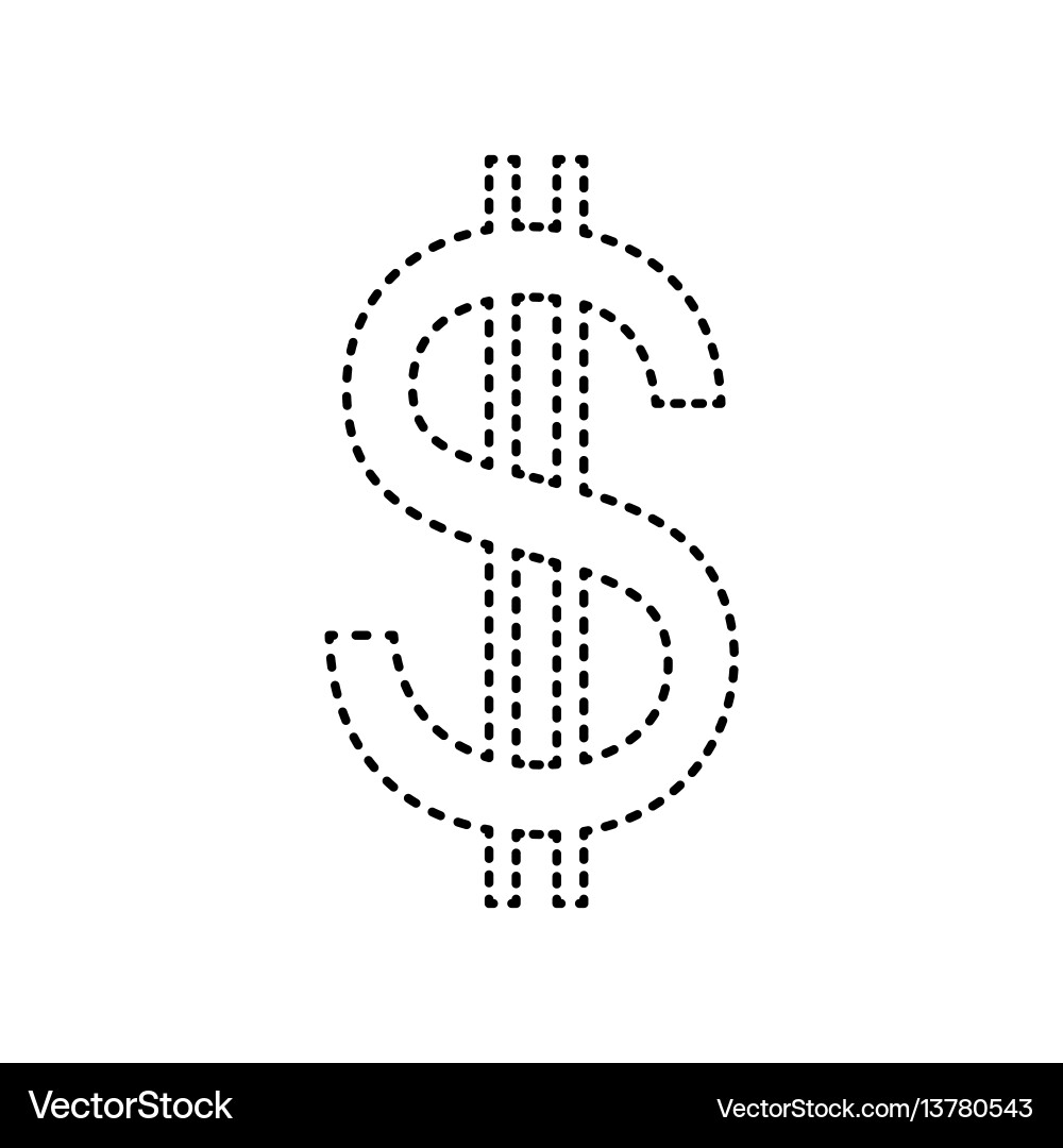 United states dollar sign black dashed Royalty Free Vector