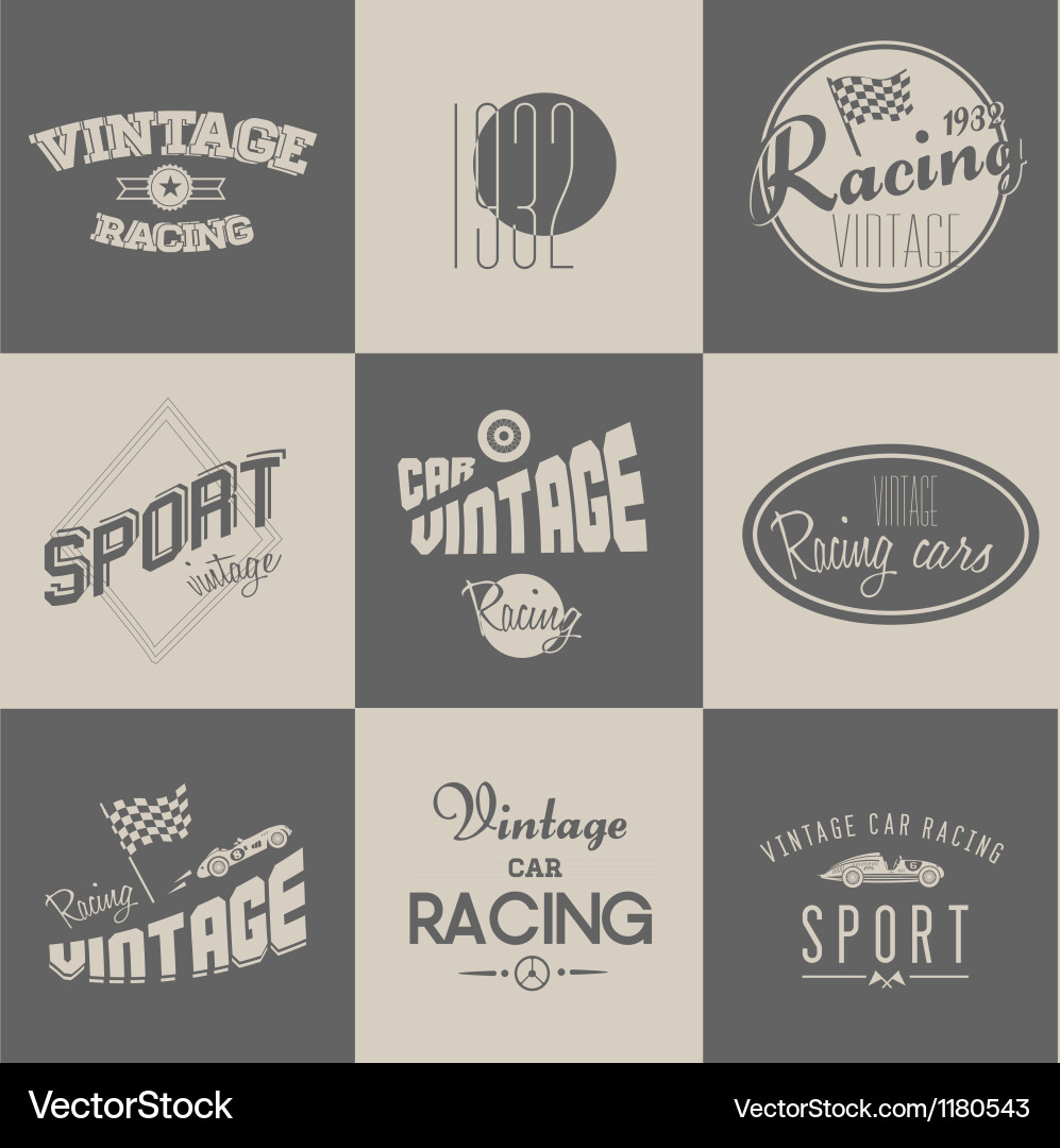 Vintage Car Racing Badges Set Royalty Free Vector Image