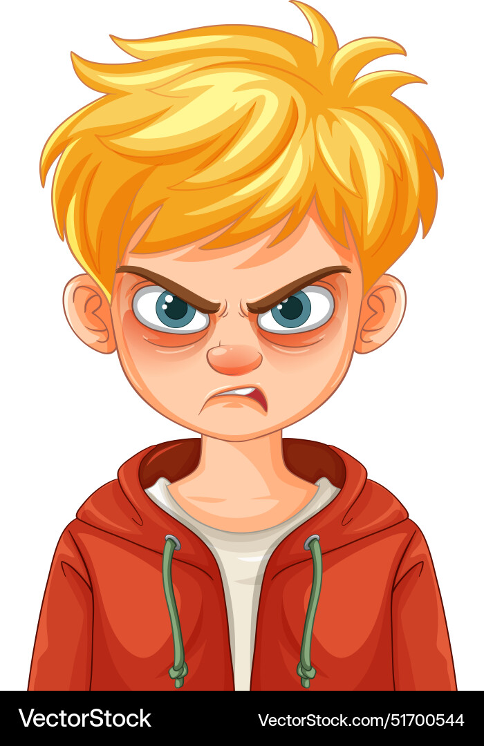 A boy with an angry expression Royalty Free Vector Image